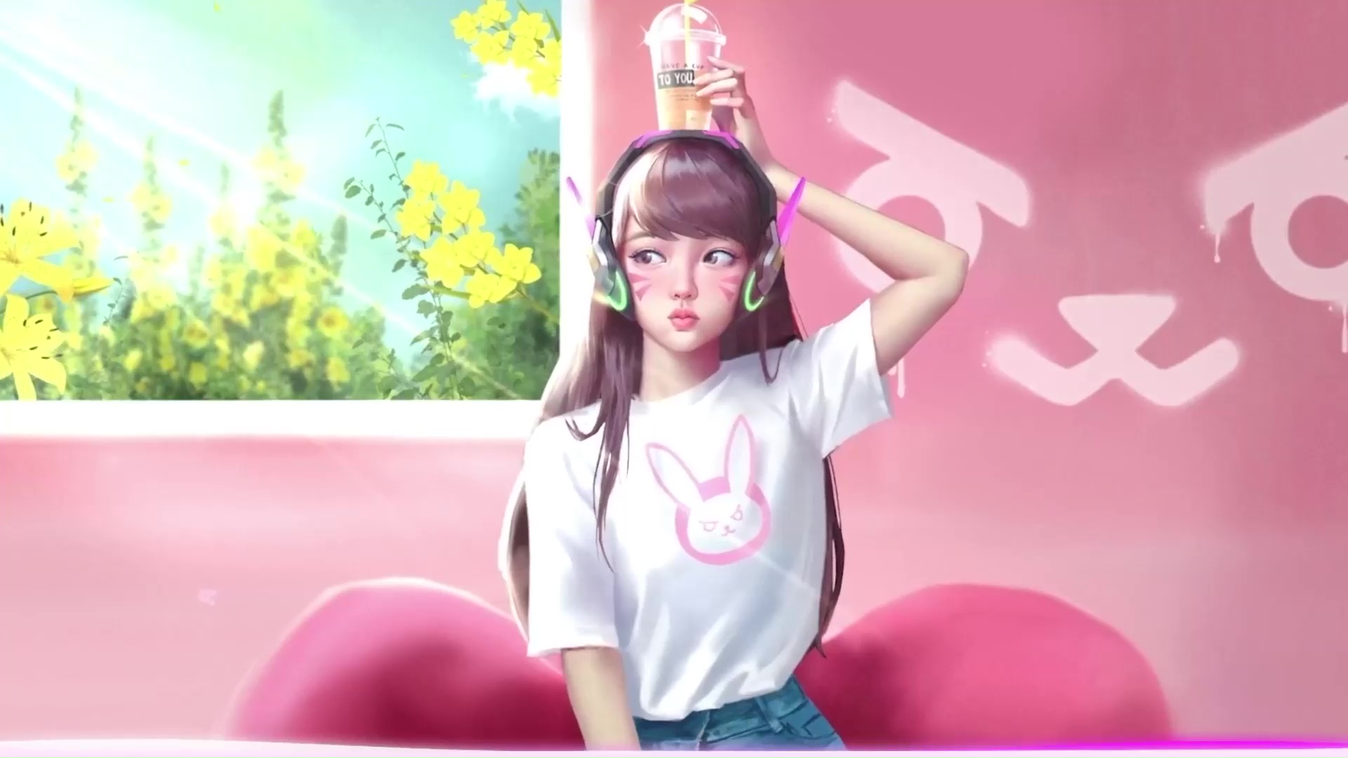 Dva Gaming Night Overwatch Live Wallpaper - SetLivewallpaper