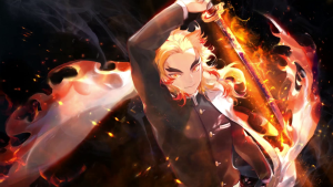 Kyoujurou Rengoku Standing In The Fire Kimetsu No Yaiba Live Wallpaper ...